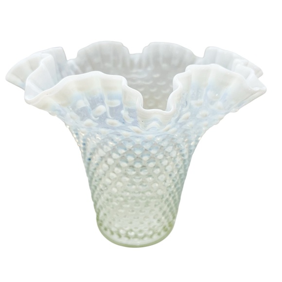 Fenton | Accents | Vintage Fenton Hobnail Large White Milk Glass Ruffle ...